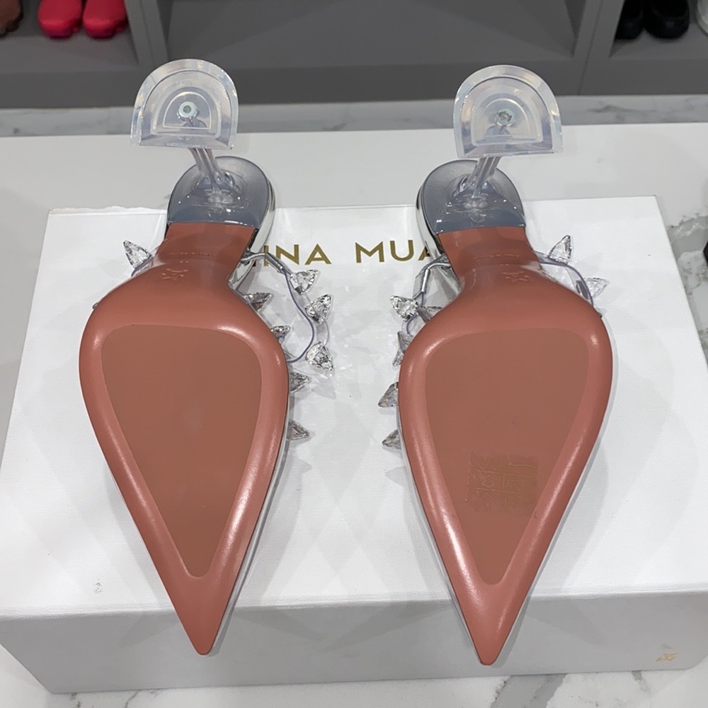 Amina Muaddi Julia Glass Mule - Gem